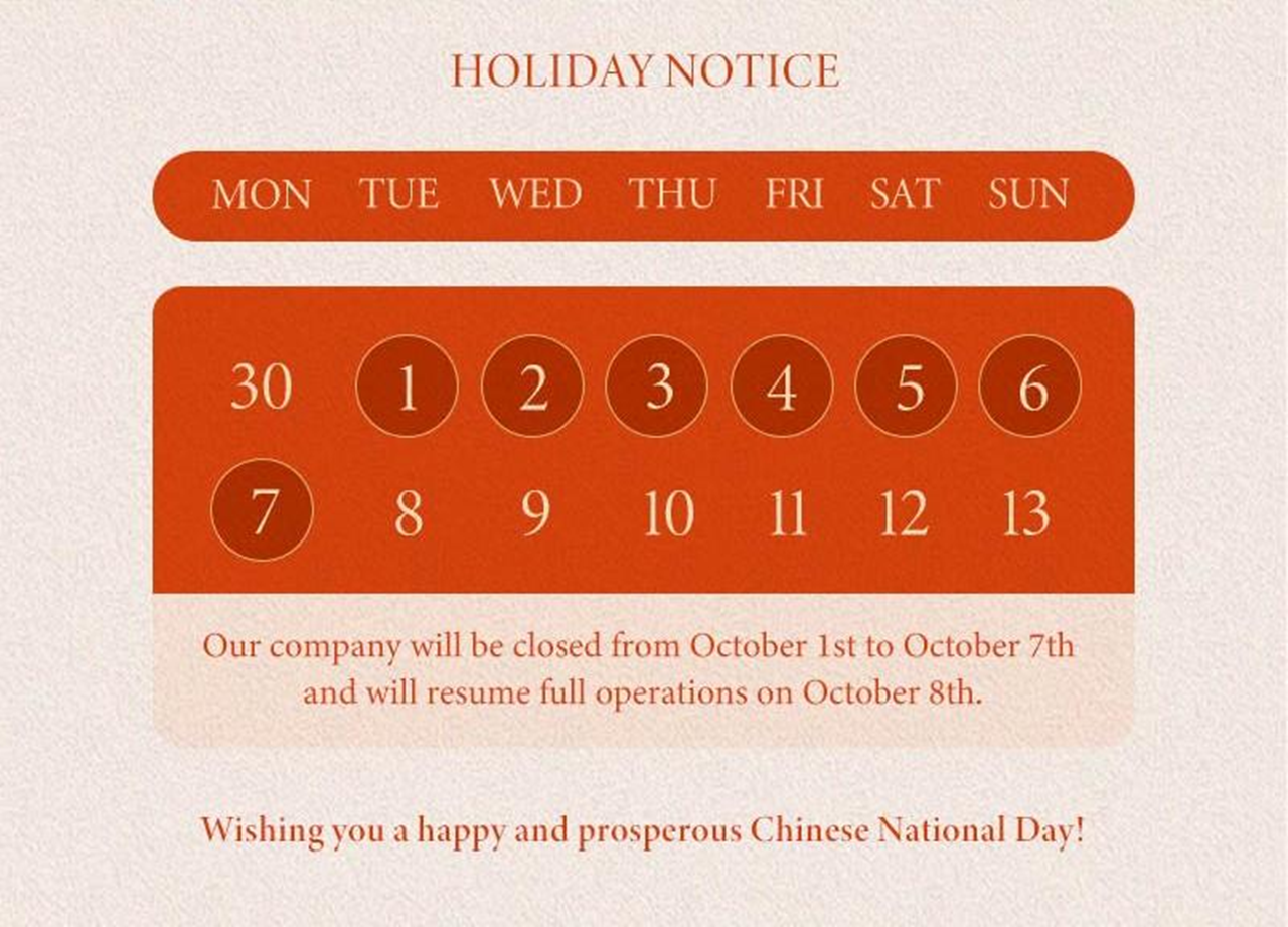 2024 REEKE Chinese National Day Holiday Notice